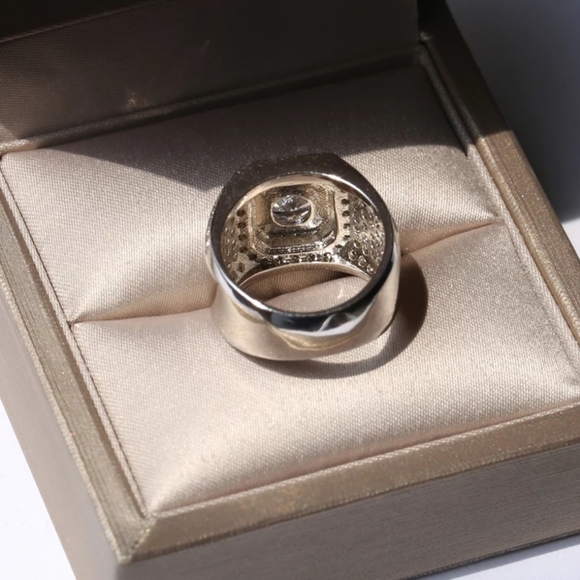 Accessories | Mens 925 Silver Round Cut Halo Diamond Ring Size 11 ...